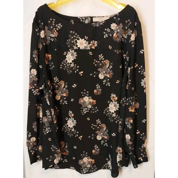LOFT | Tops | Loft Womens Top Plus 22 Black Floral Dark Fairy Cute Boho ...